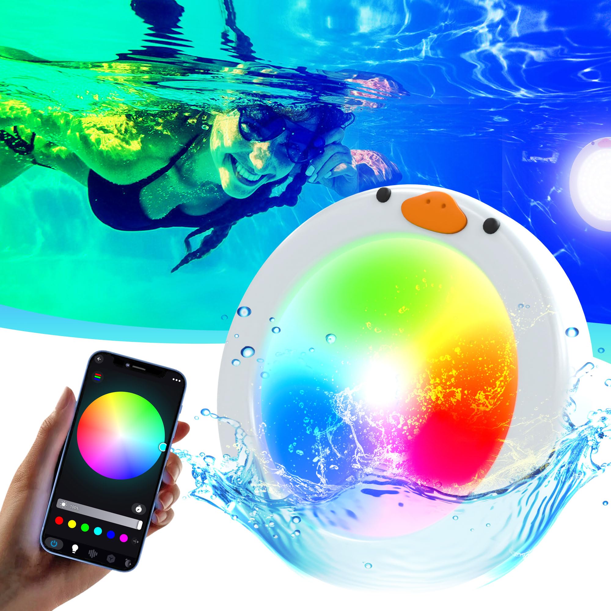 SLARY Led Pool Lights for Inground Pools Smart RGB Dimmable Underwater ...