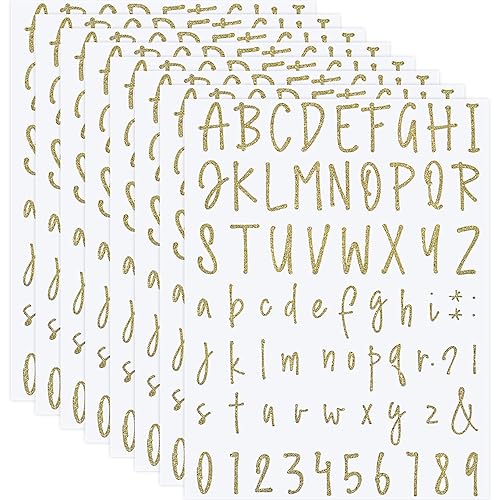 552 Pieces 8 Sheets Letter Stickers Self Adhesive Number Alphabet Vinyl ...
