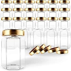 Amazon.com: GoJars Hexagon Glass Jars 4oz Premium Food-grade. Mini Jars With Lids For Gifts ...
