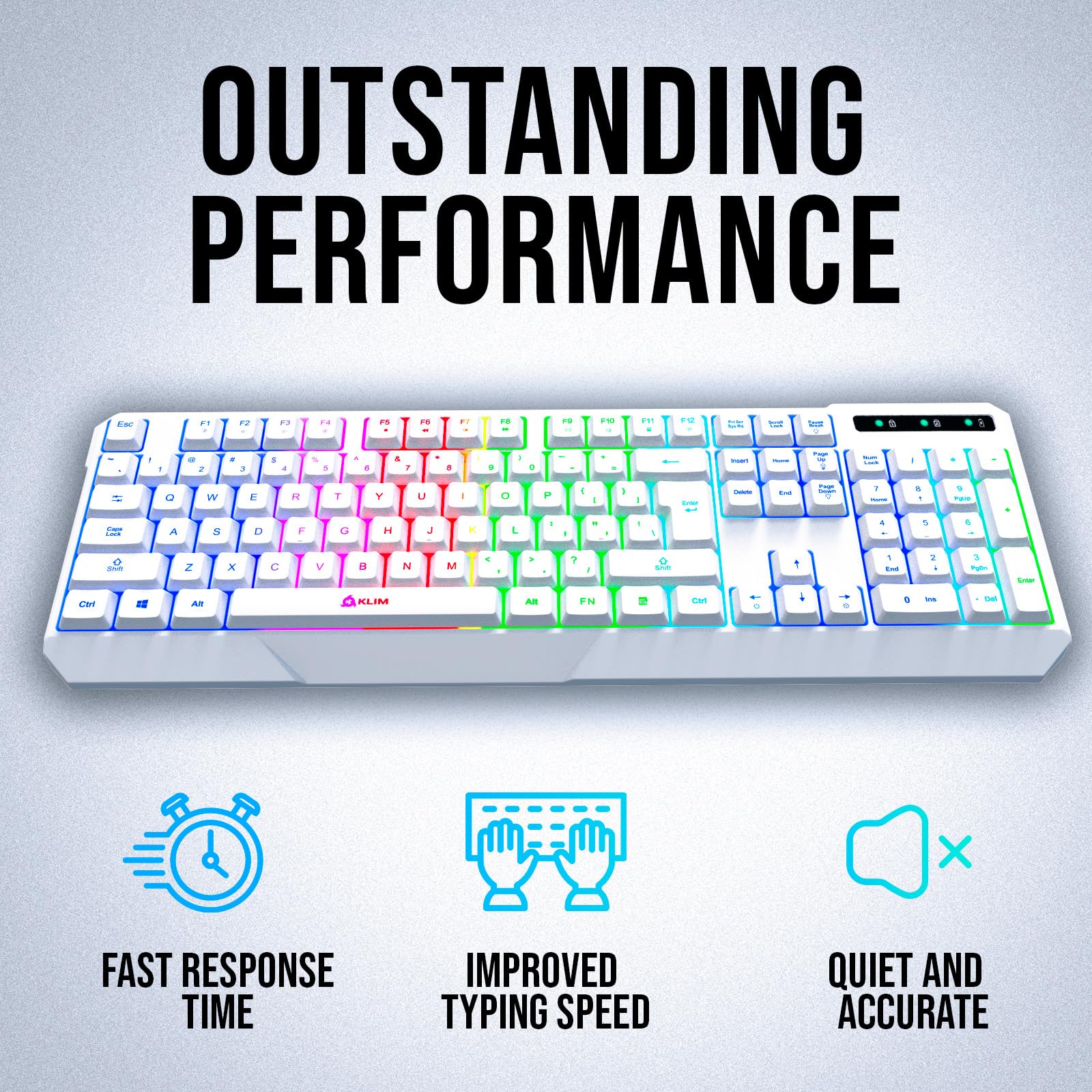 Mua KLIM Chroma White Wireless Keyboard – RGB Backlit, Rechargeable ...