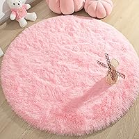Amazon.com: KIXINWA Pink Round Rug for Girls Bedroom, Fluffy Circle Rug ...