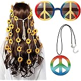 Amazon.com: 6 Pieces Hippie Costume Set 60s 70s Hippie Dress Up Accessories Set Vintage Hippie ...