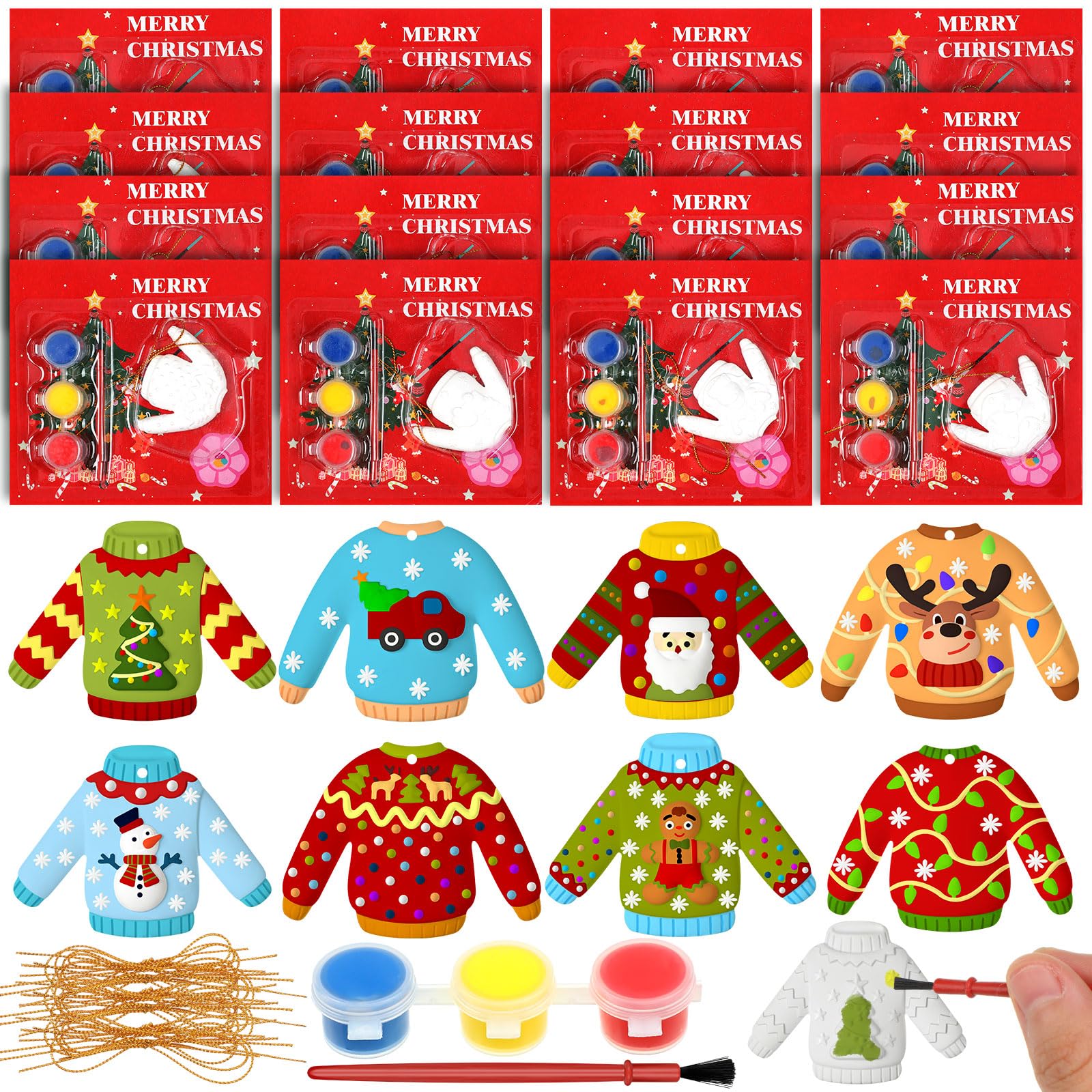 Syhood 36 Set Ugly Sweater Ceramic Painting Kit Paint Your Own Ugly ...