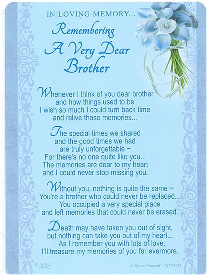 In Loving Memory - Remembering A Very Dear Brother - Grave/Graveside Memorial Card: Amazon.co.uk ...