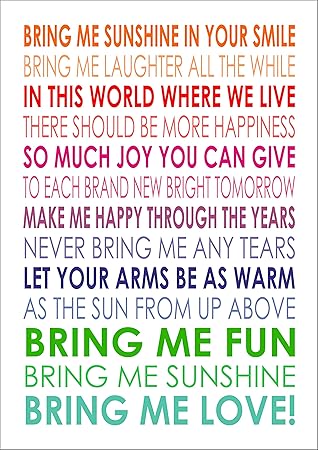 Morecambe and Wise Bring Me Sunshine Song Print Lyrics Poster NO FRAME