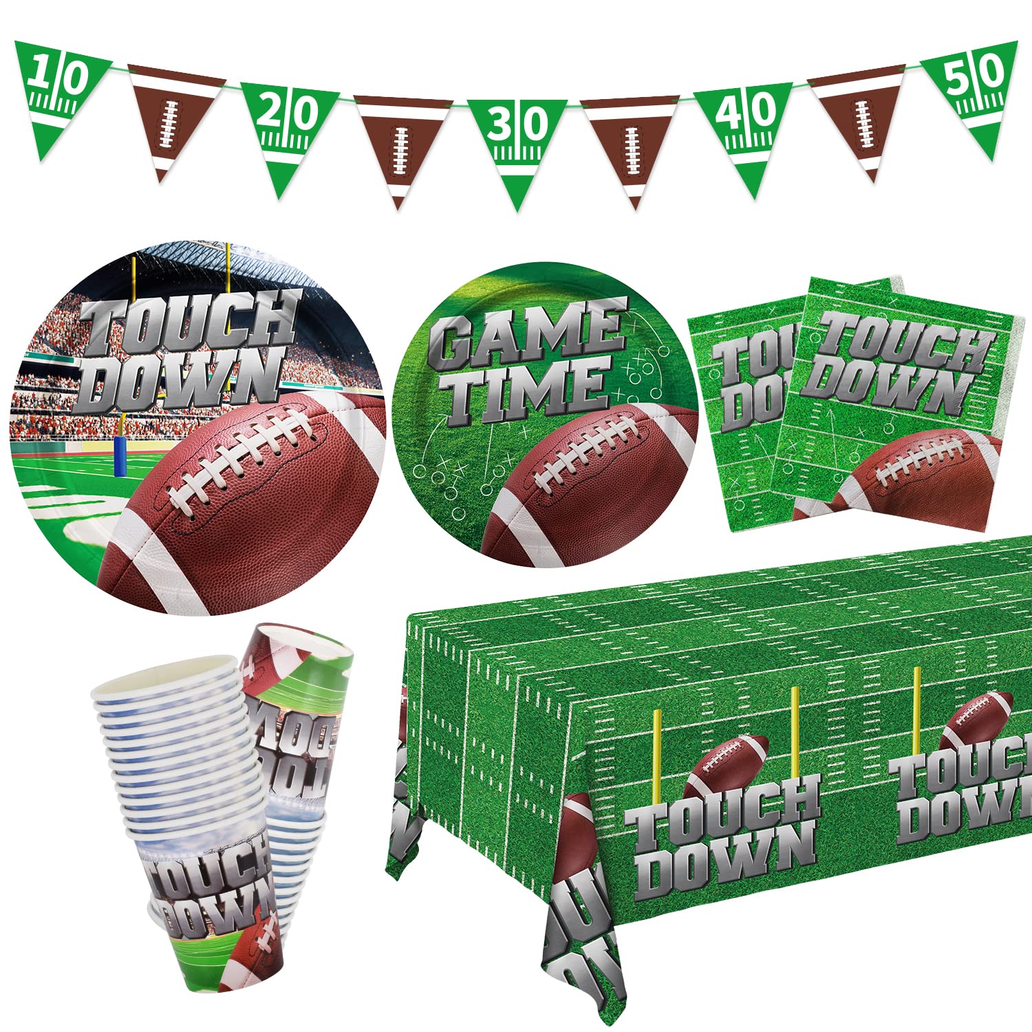 Football Party Supplies Kit Serve 25, Includes Disposable Dinner Plates ...