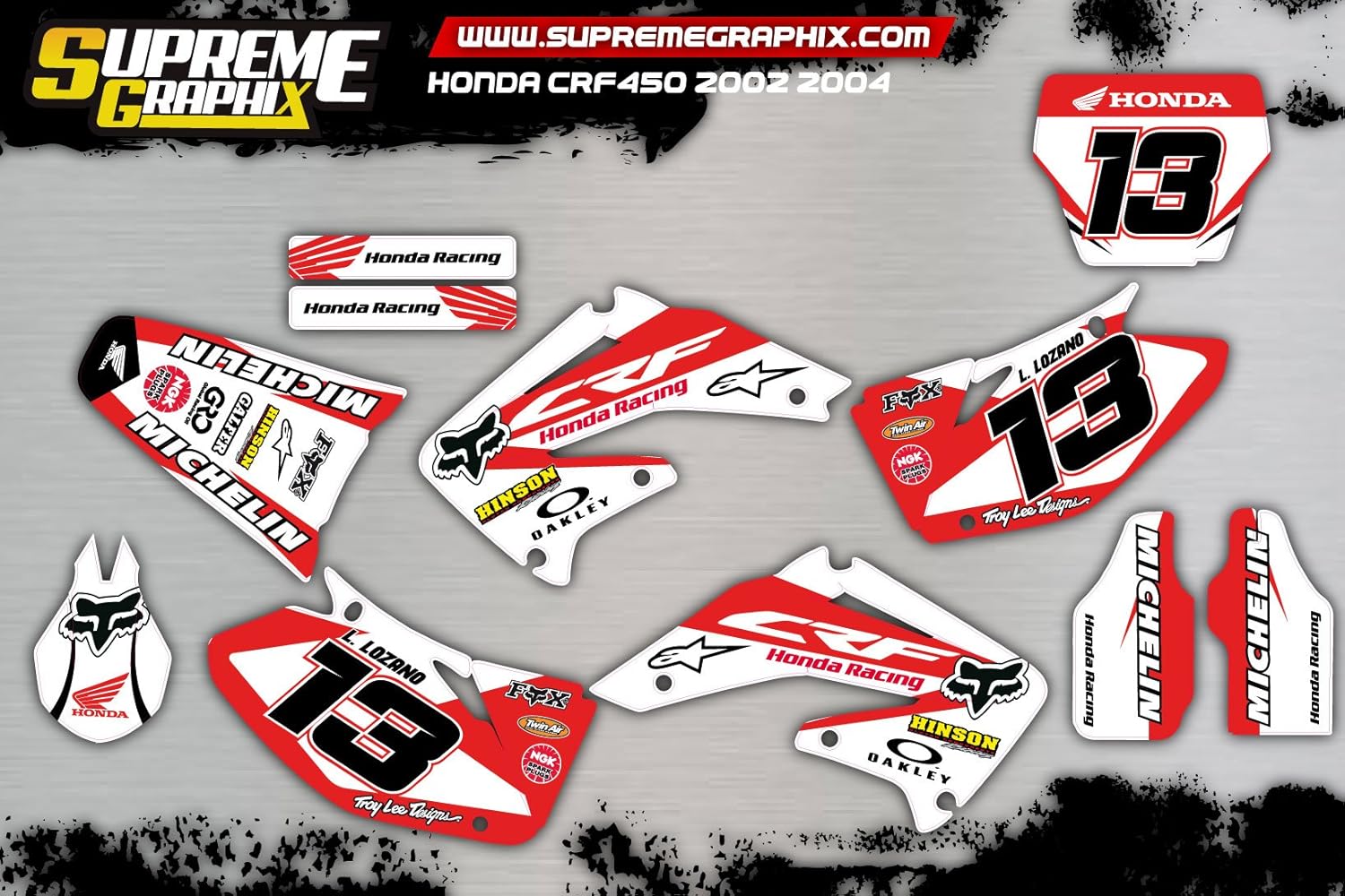 Kit Adhesivos Mate Honda CRF 450 2002 2004 ADESIVI Stickers AUFKLEBER ...