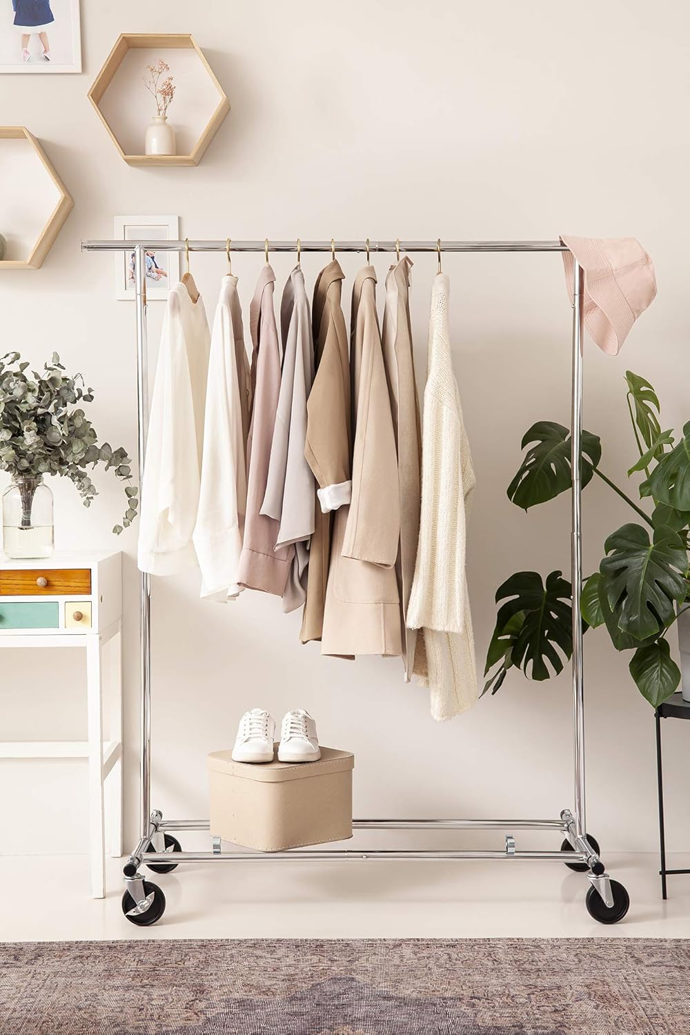 Premium Clothing Rail with Extension Bars – Adjustable Height, Heavy ...