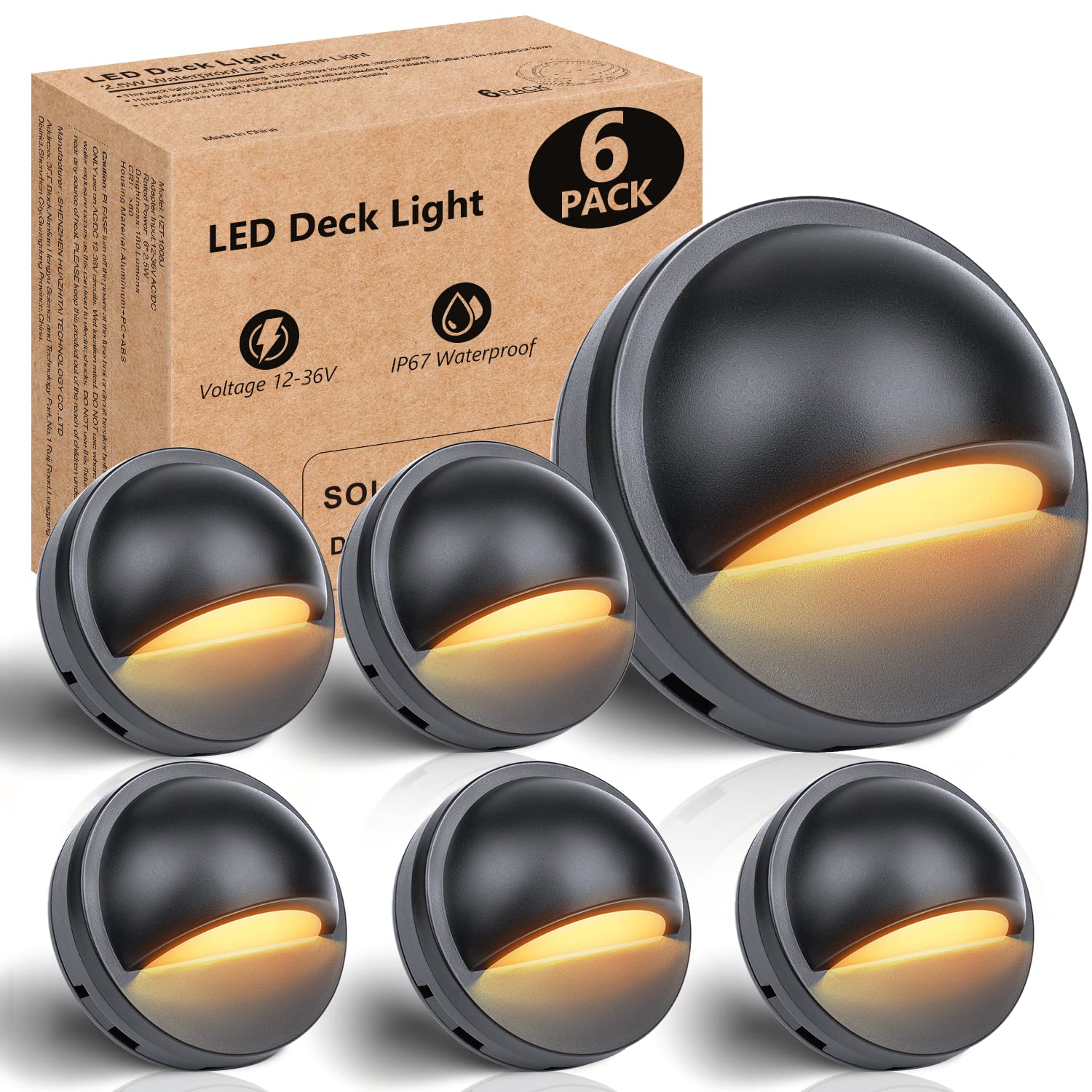 HIBOITEC Low Voltage LED Deck Lights, 2.5W Landscape Step Stair Railing ...