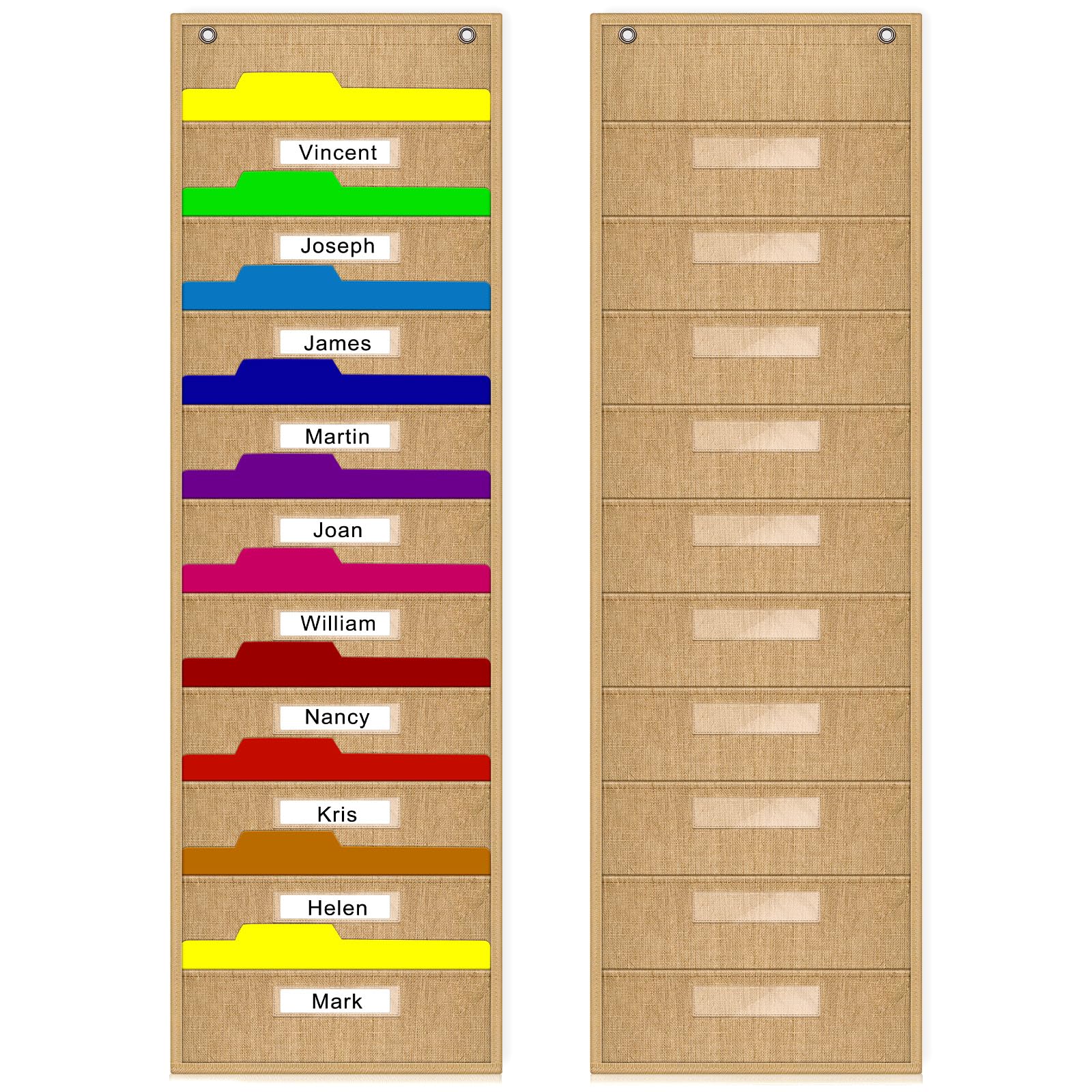 Panelee 20 Pockets 2 Pack File Storage Pocket Chart File Folder Pocket ...