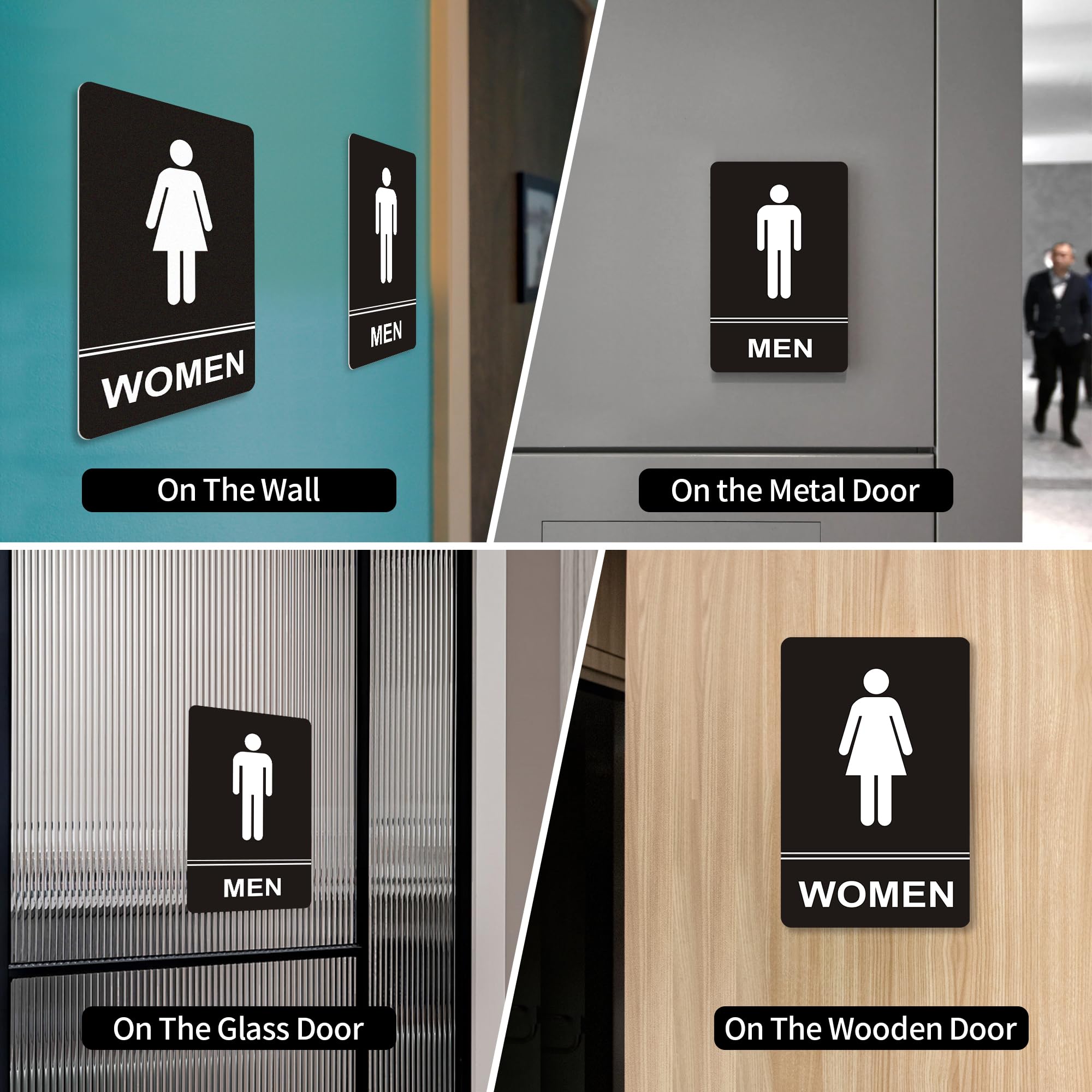 Restroom Sign - (2 Pack ) Metal Restroom Signs For Business With Strong ...