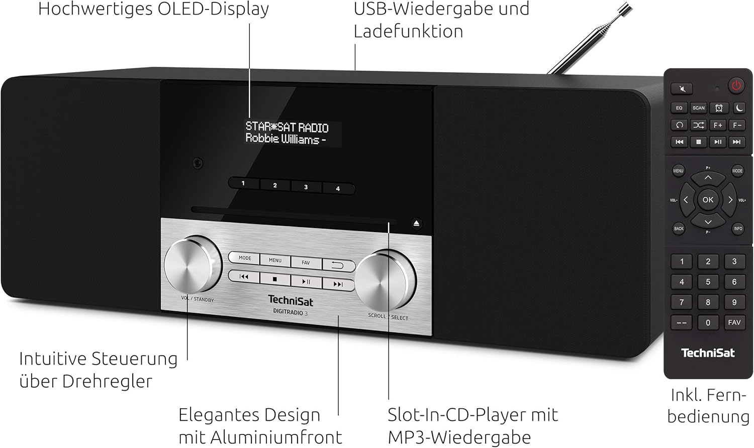 TechniSat Digitradio 3 DAB+ Radio - Kompaktanlage (UKW, Bluetooth)