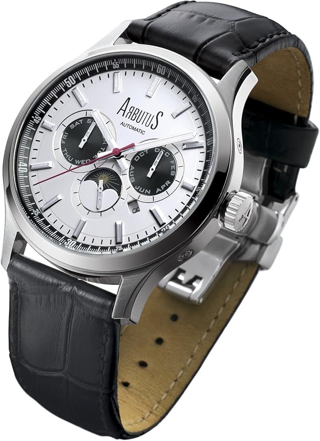 Arbutus Men's Automatic Watch with White Dial Analogue Display and ...