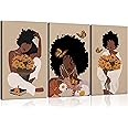 Amazon.com: 3Pcs Black Woman Wall Art Boho Black Girl Sunflower Posters Pictures African ...