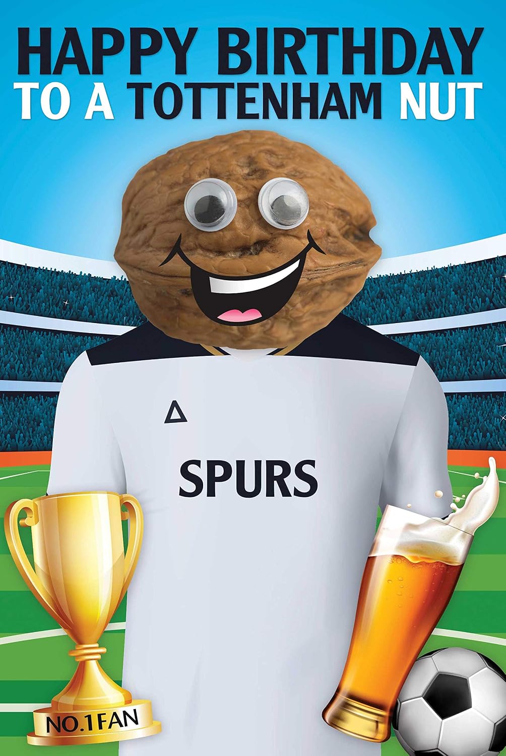 Funny Football Arsenal Nut Happy Birthday Character Greetings Card for ...