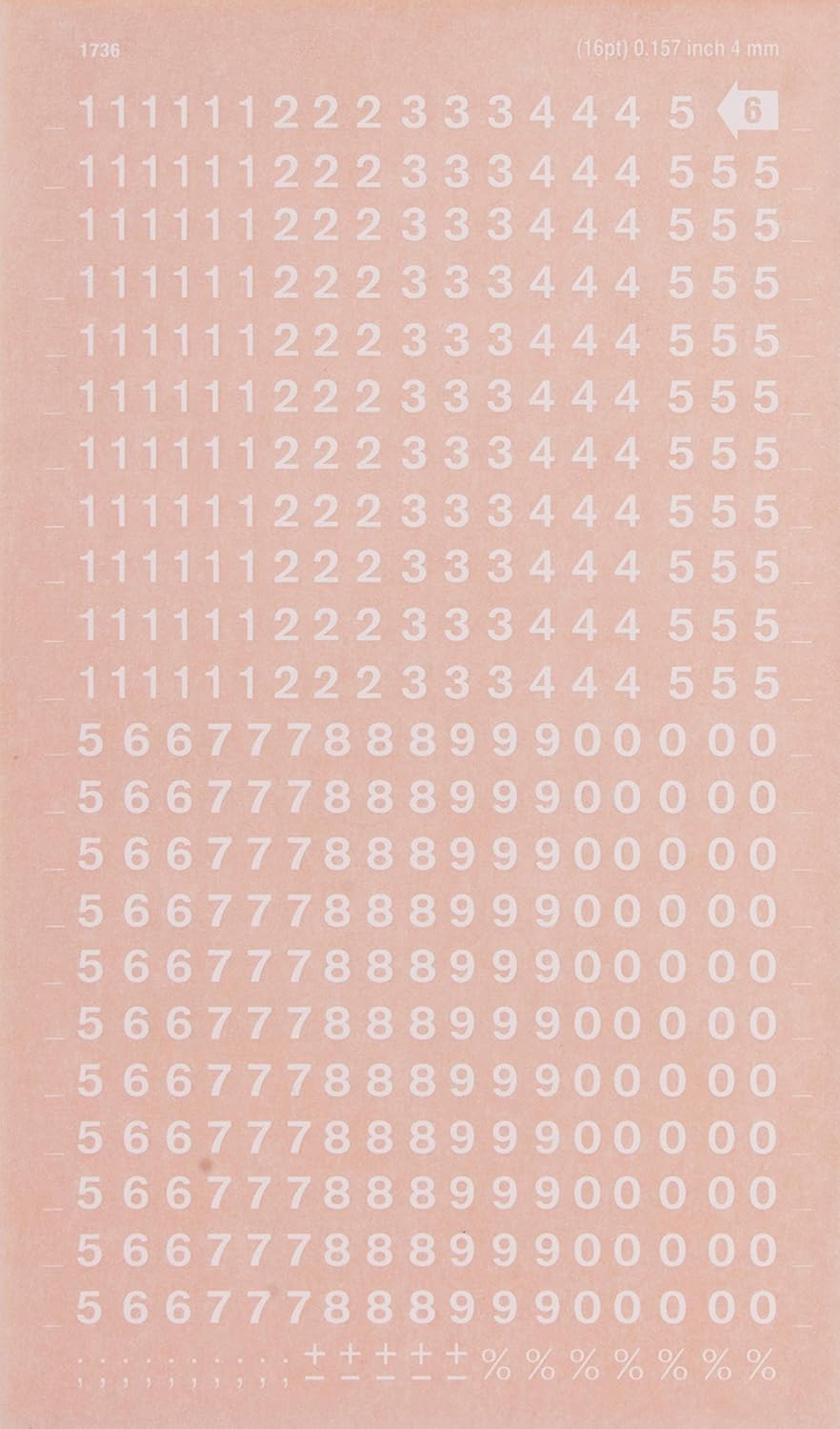 White Number Transfers 4 mm - 1 Sheet: Amazon.co.uk: Office Products