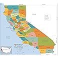 Amazon.com: Mapa de condados de California - Grande - Papel de 48 x 43. ...