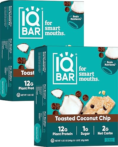 IQBAR Brain and Body Plant Protein Bars - Toasted Coconut Chip - 24 ...