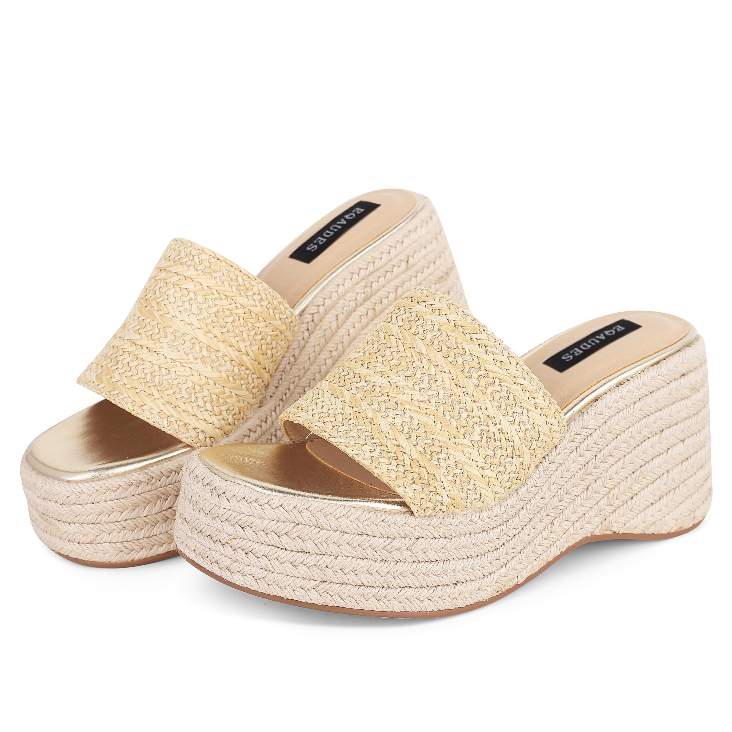 EQAUDES Wedge Sandals Platform Espadrille Sandals for Women Slip on ...