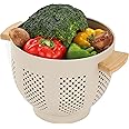 Amazon.com: Metal Colander with Wood Handle, 5.5 Quart Powder Coated ...