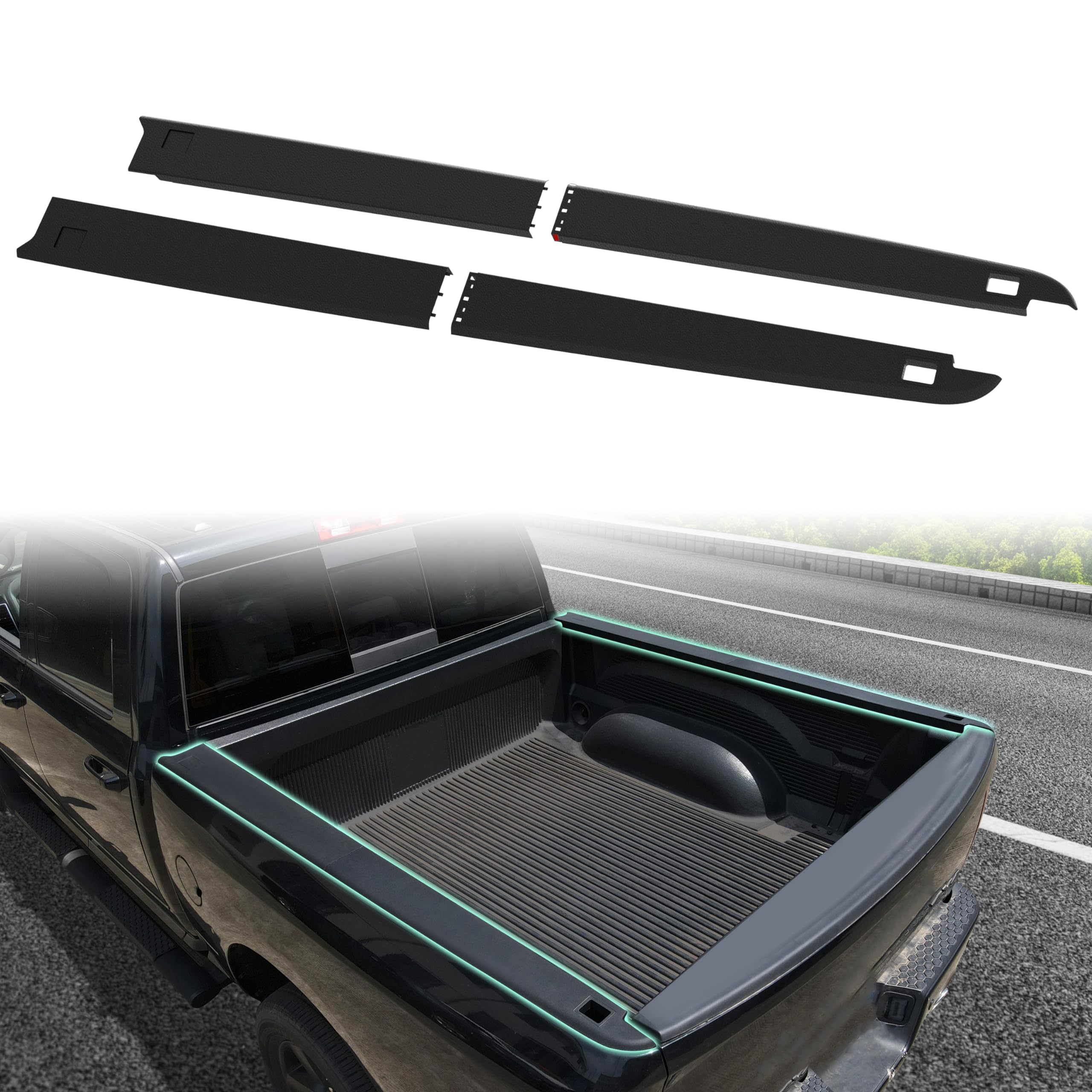 POKIAUTO 5.7ft Truck Bed Rail Caps for Dodge Ram 1500 09-18, Smooth ...