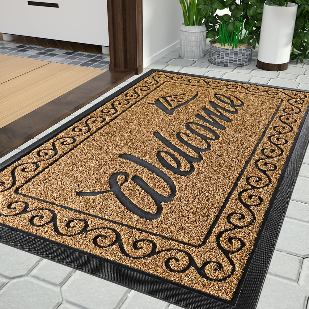 Yimobra Welcome Front Door Mat, Heavy Duty Easy Clean Doormat Indoor ...