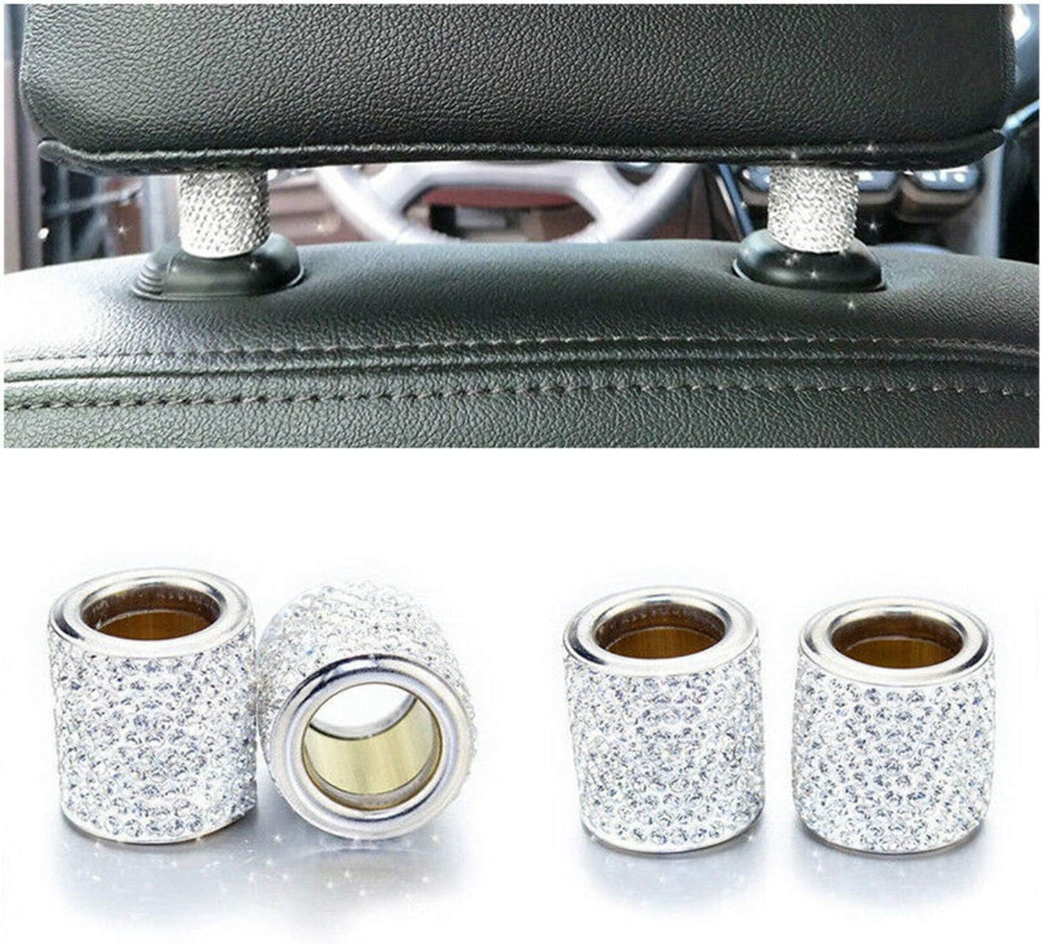 Car Headrest Collars，Car Head Rest Collars Rings Decor Bling Bling ...