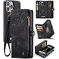 Amazon.com: Kowauri Wallet Case for iPhone 16 Pro, Zipper Purse Folio Leather Wallet with Card ...