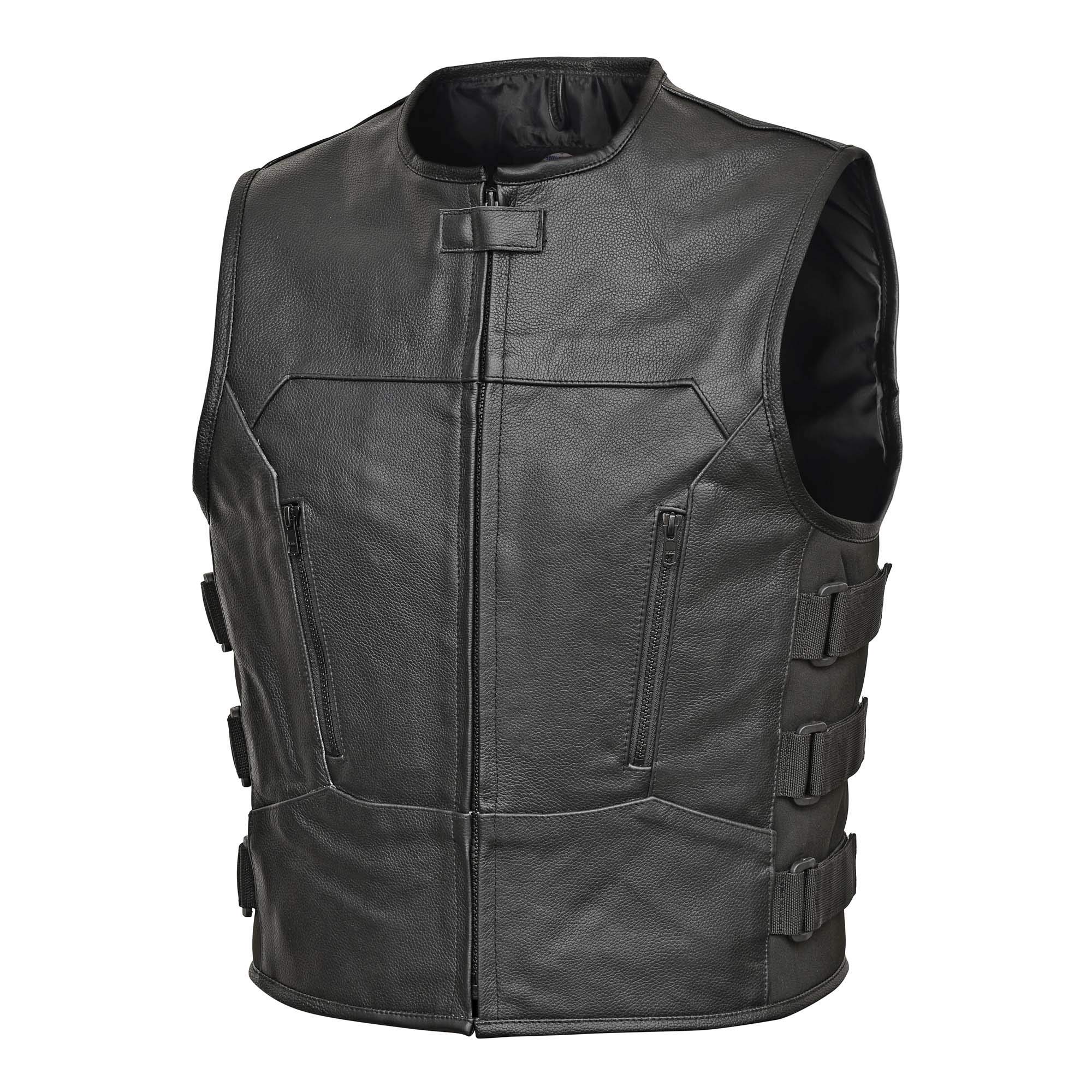 Mua WICKED STOCK Leather Vest Men-Full Black leather Motorcycle Vests ...