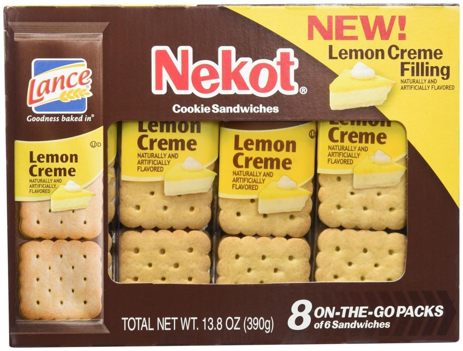 Lance Nekot Cookie Sandwiches Lemon Creme Filling - 8 CT: Amazon.com ...
