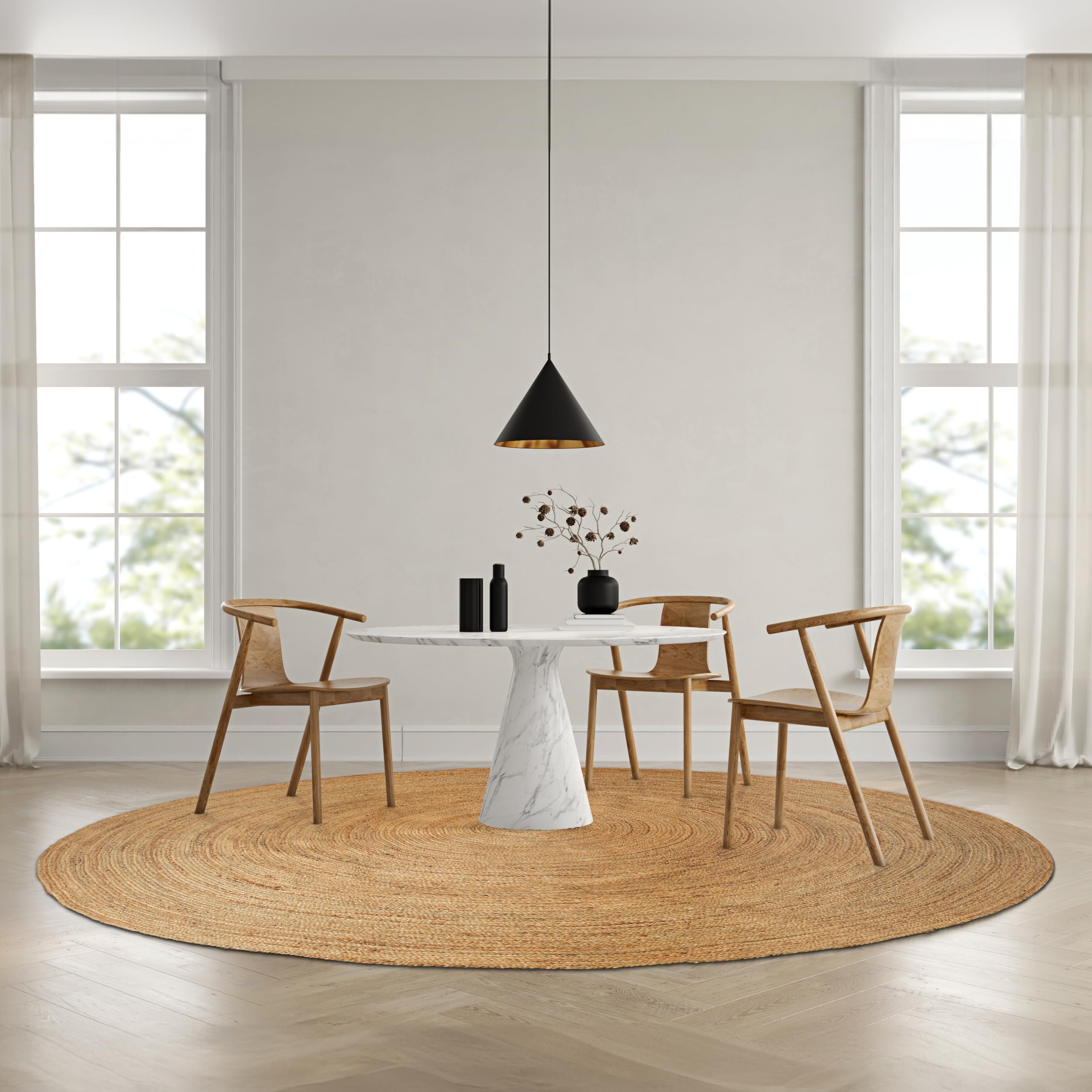 Hausattire Hand Woven Jute Braided Rug, 8’ Round – Natural, Reversible ...