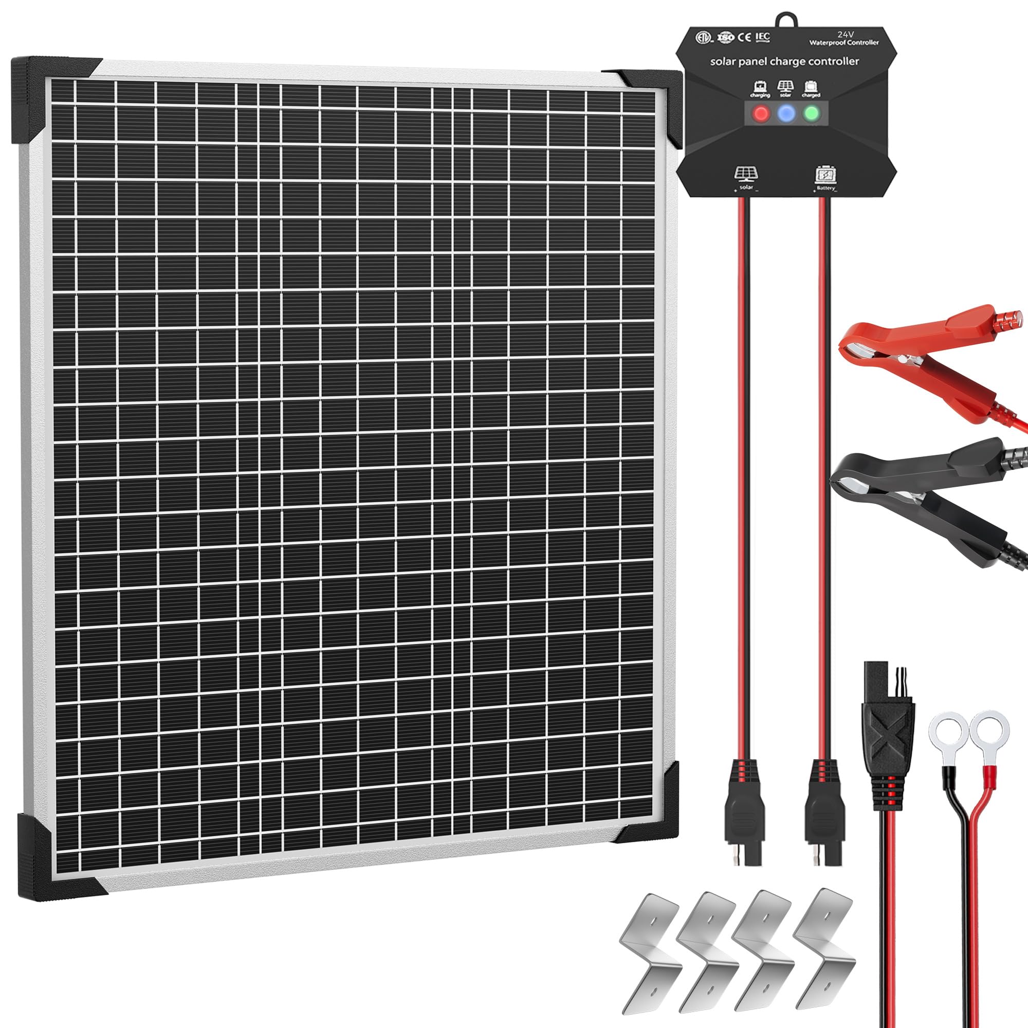 Voltset 50W 24V Solar Panel Kit, Solar Battery Maintainer with MPPT ...