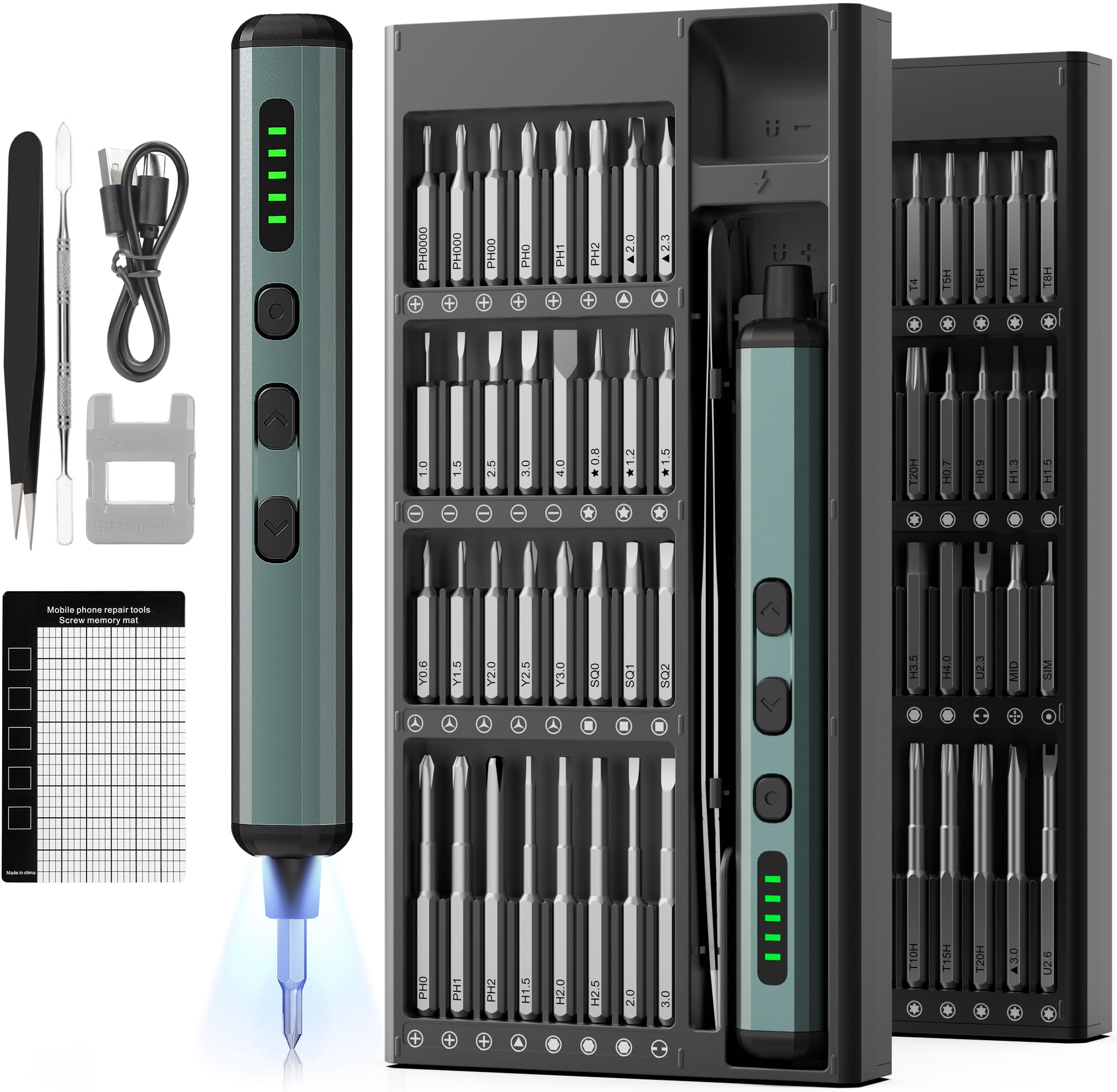 KAIWEETS 70-in-1 Mini Electric Screwdriver, Rechargeable Cordless ...