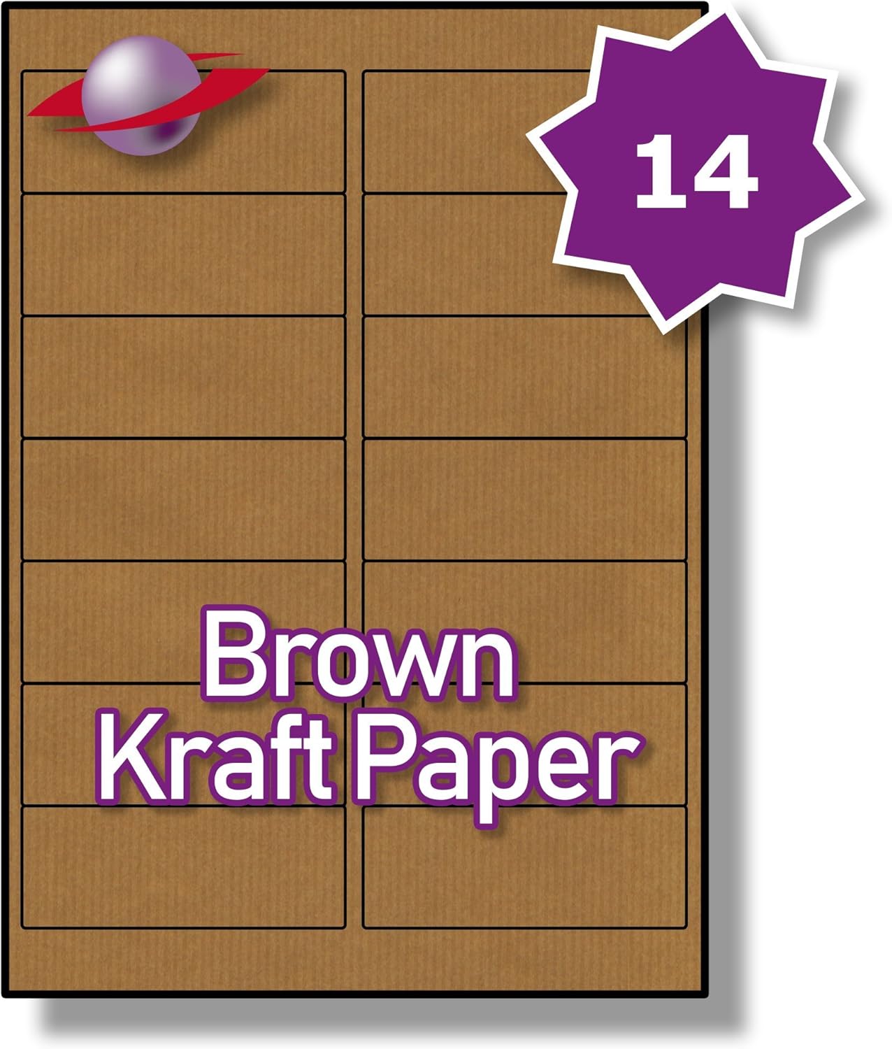 14 Per Sheet, 5 Sheets (70 BROWN KRAFT Labels). Label Planet® Brown ...