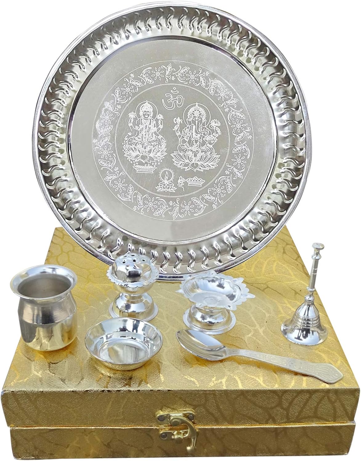 Amazon.com: Peegli Indian Traditional Pooja Thali with Box Handcrafted ...