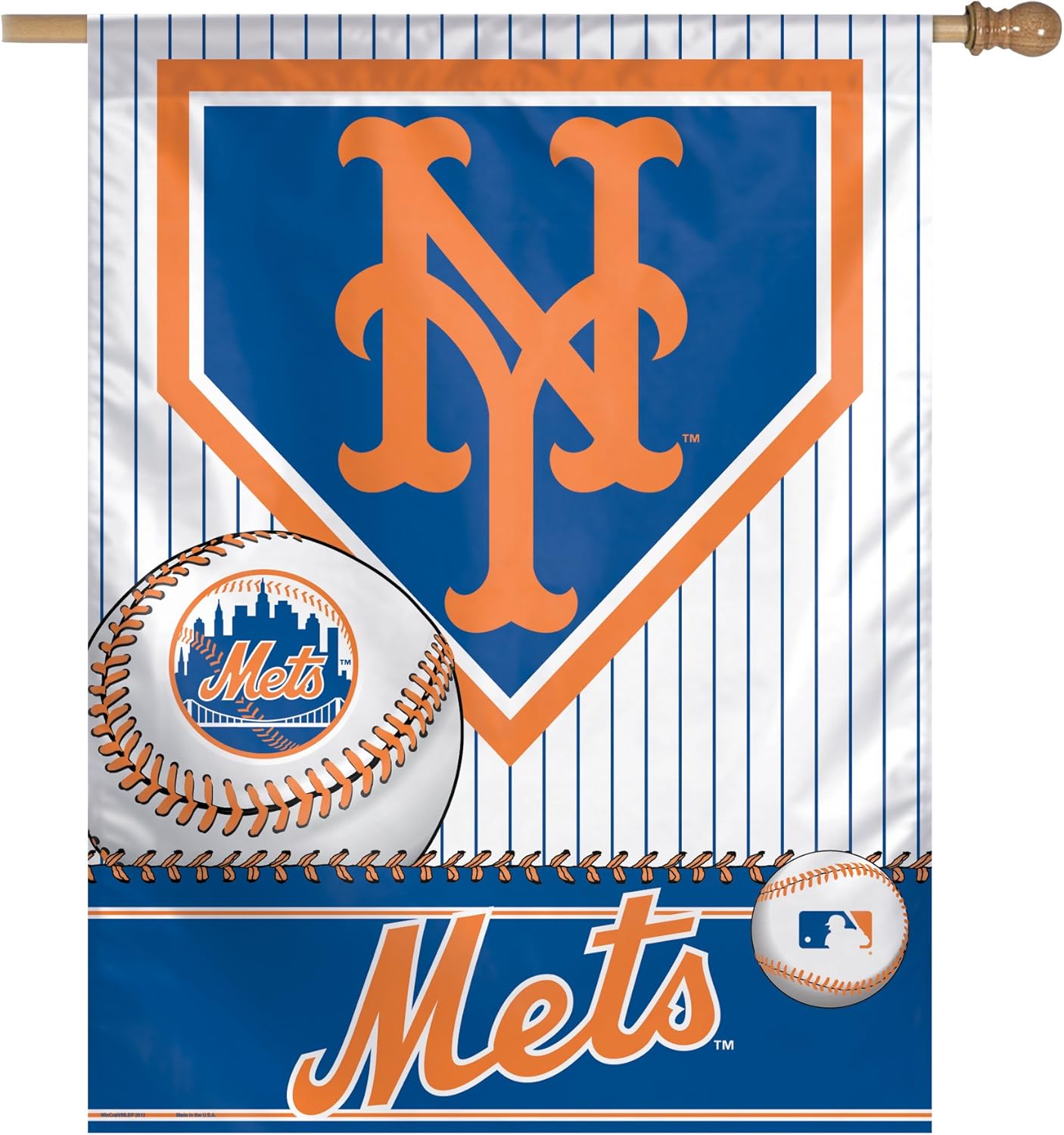 Amazon.com : MLB New York Mets "Pinstripe" 27-by-37 inch Vertical Flag ...