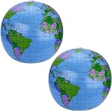 Amazon.com: Globe Beach Ball Blow Up World Globe Inflatable Globe Beach ...