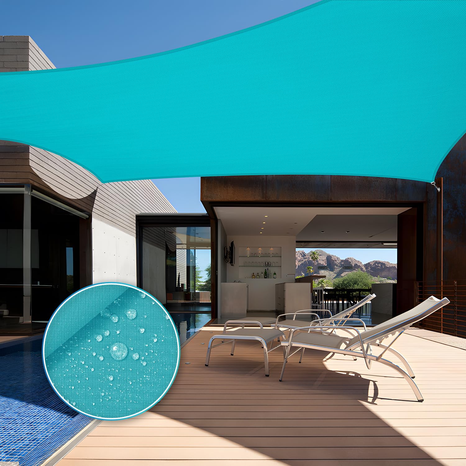 TANG 10' X 15' Waterproof Sun Shade Sail Canpoy Turquoise Knitted Shade ...