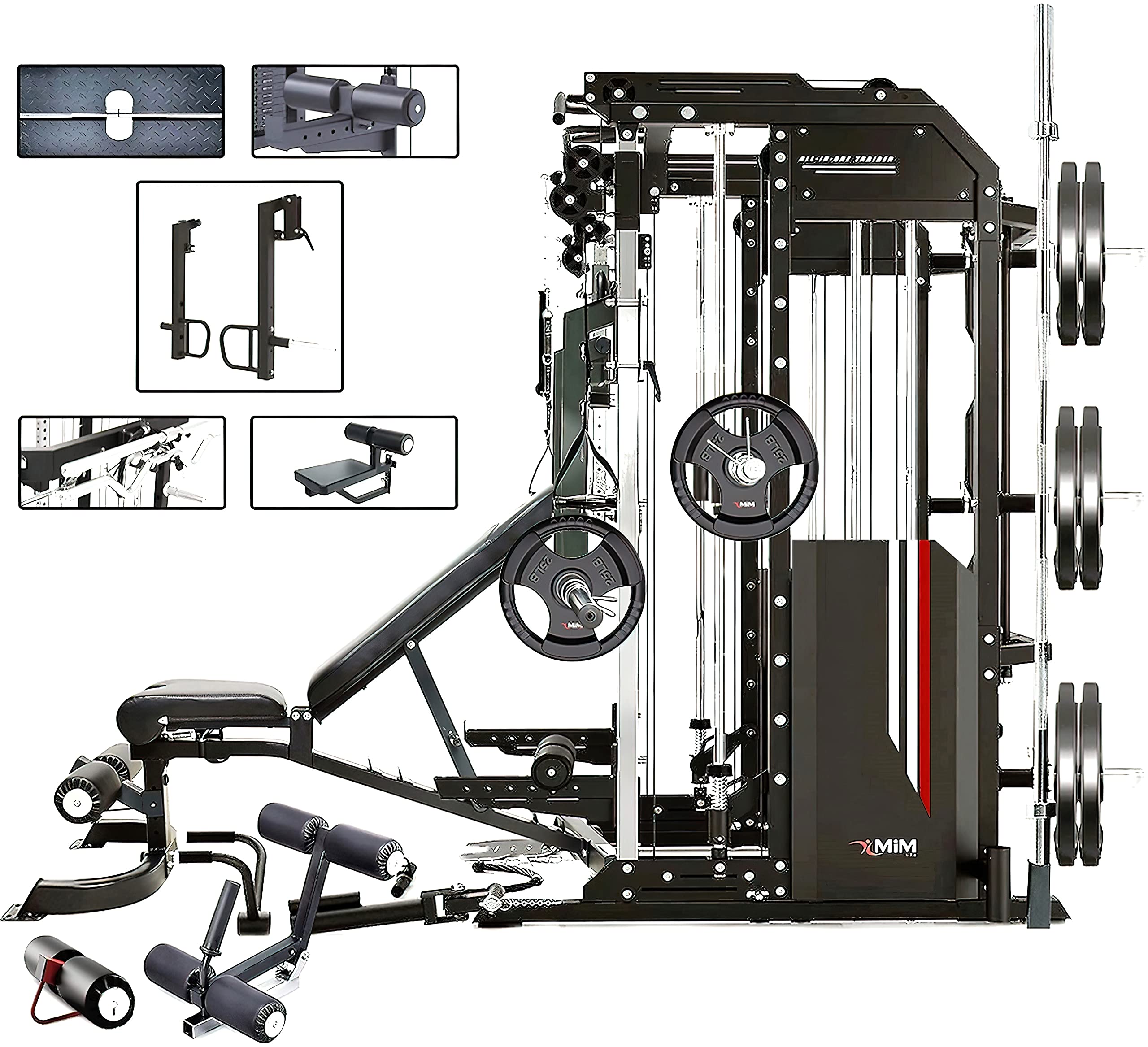 MiM USA Hercules Ex Commercial Smith Machine & Functional Trainer, All ...