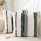 Amazon.com: Simmore Boho Decorative Throw Pillow Covers 18x18 Set of 2, Tufted Farmhouse Pillow ...