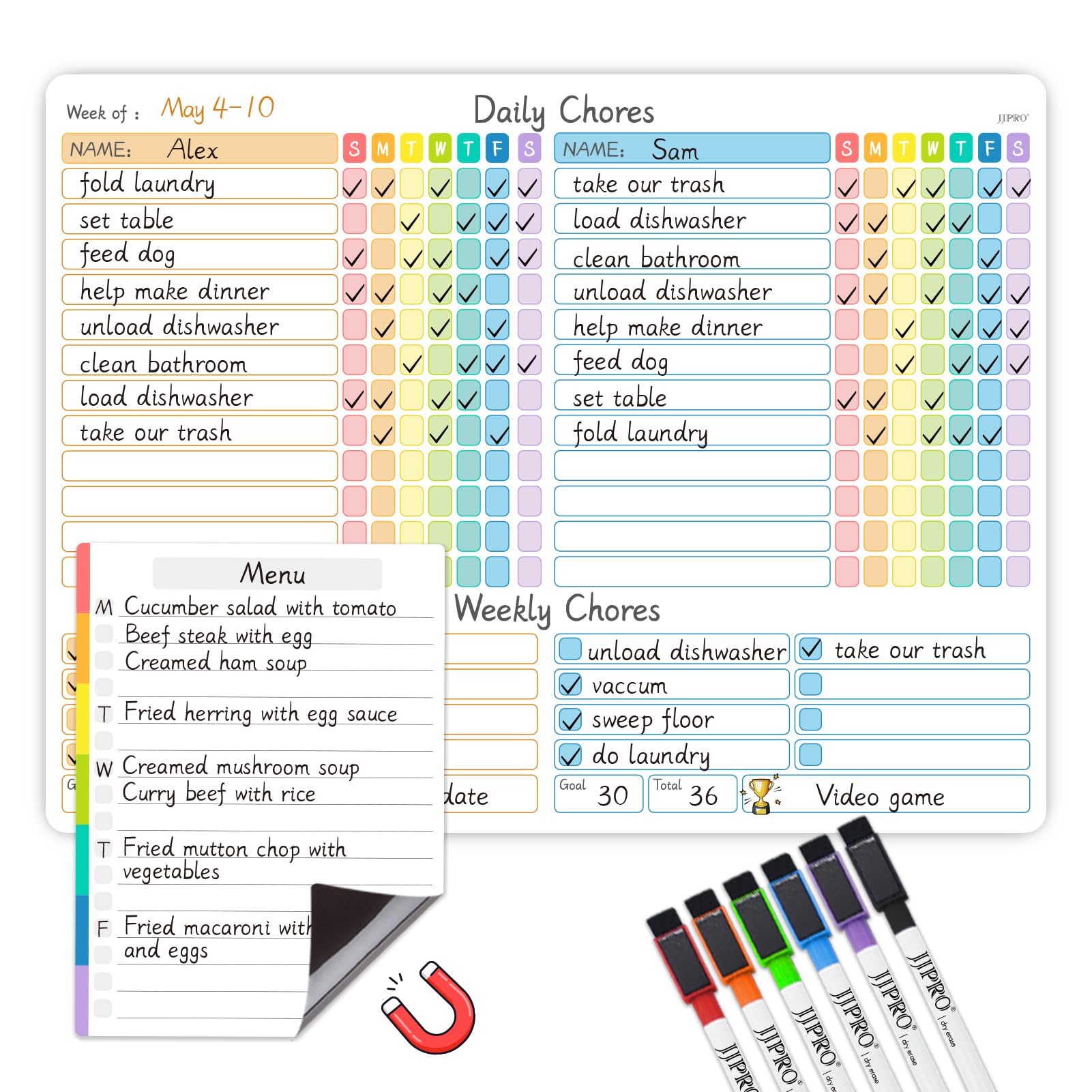 Mua JJPRO Magnetic Chore Chart for Kids Multiple Kids, Adults-14.5"x11 ...