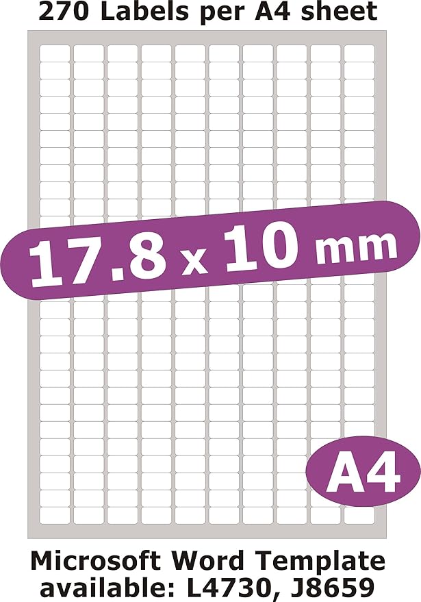 270 Per Page/Sheet, 5 Sheets (1350 Sticky SMALL MICRO Labels), Label ...