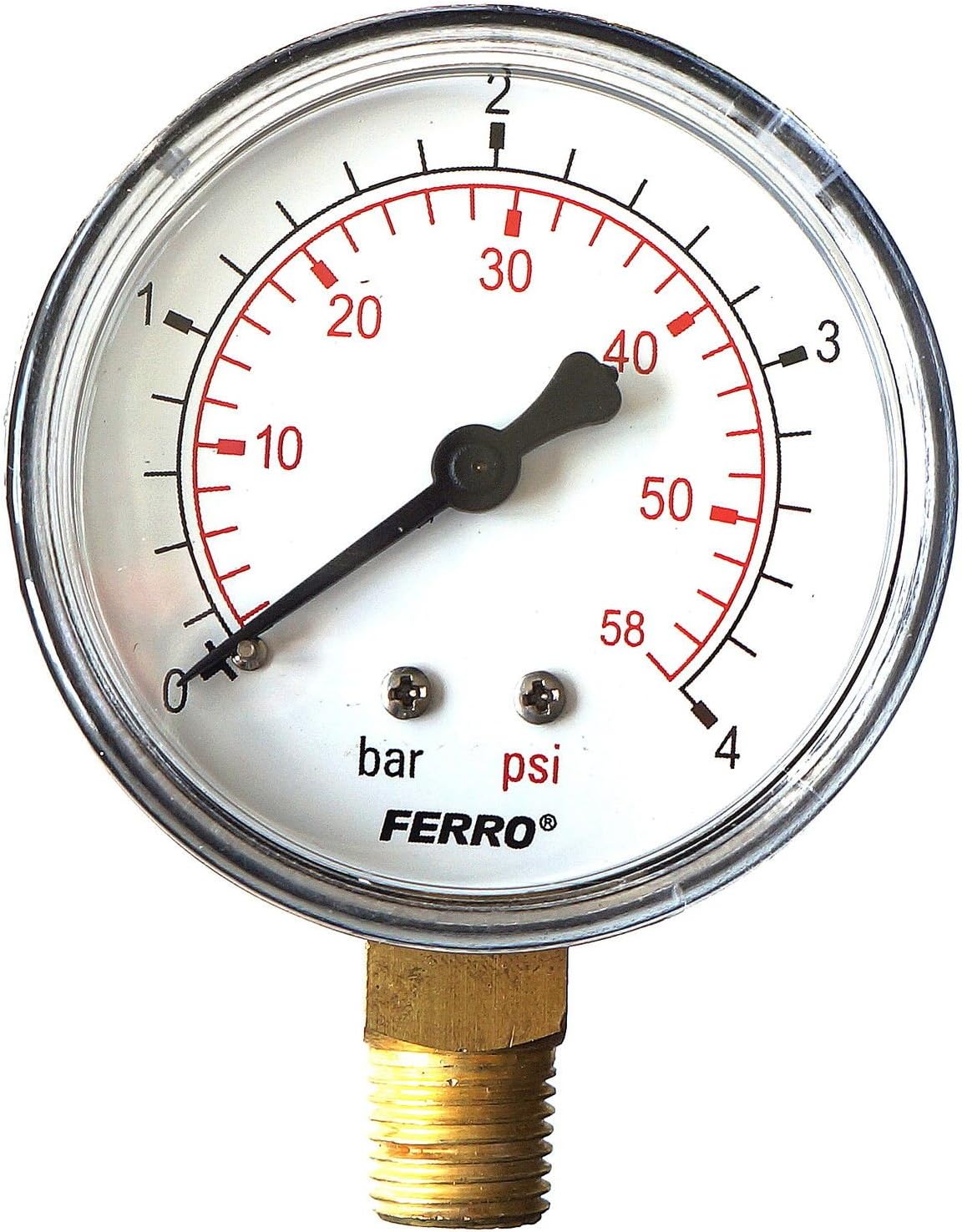 Ferro Industrial 63mm Hydraulic Pressure Gauge Manometer 4 bar vertical ...