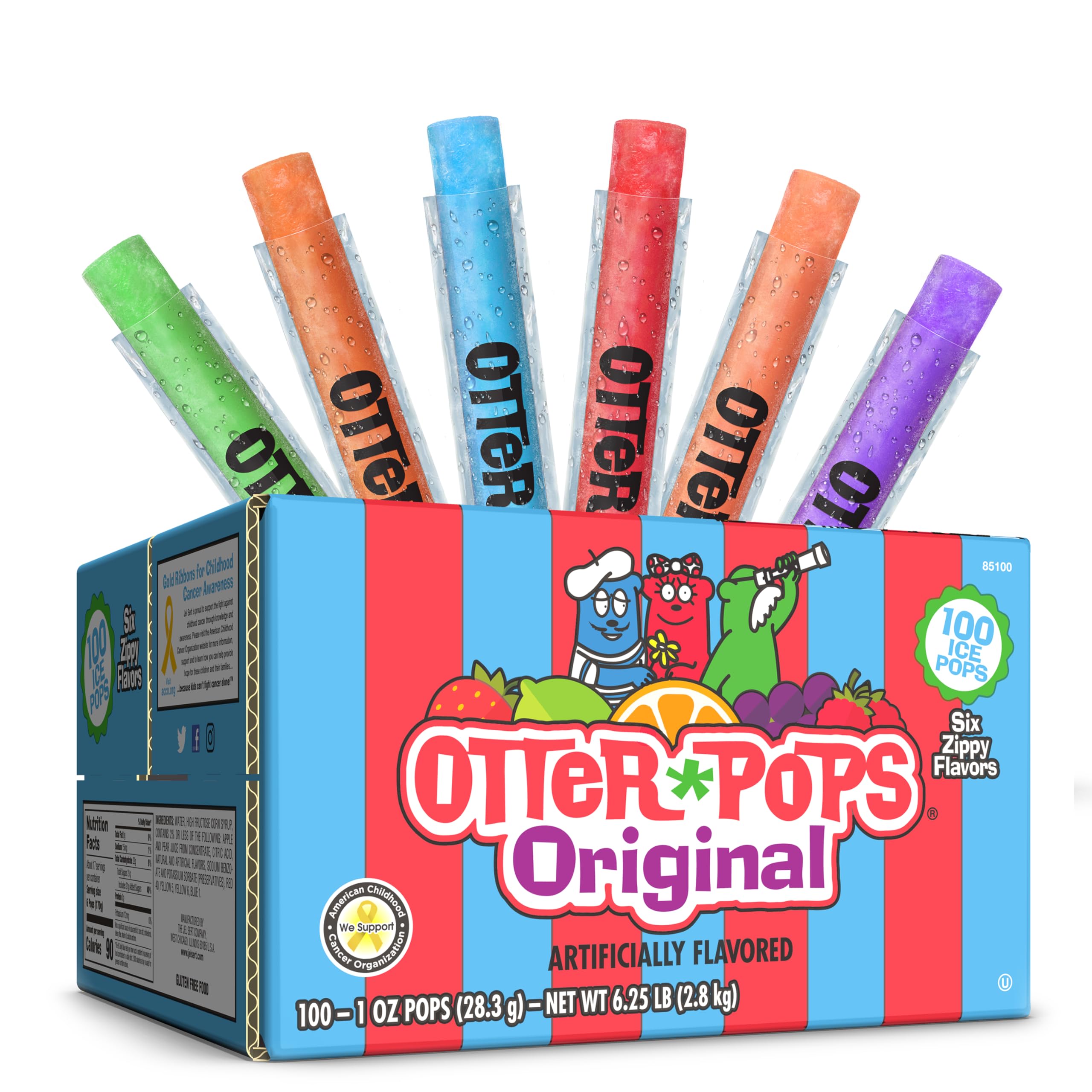Otter Pops, Original Assorted Freezer Pops, 1oz Freeze Pops in Six ...