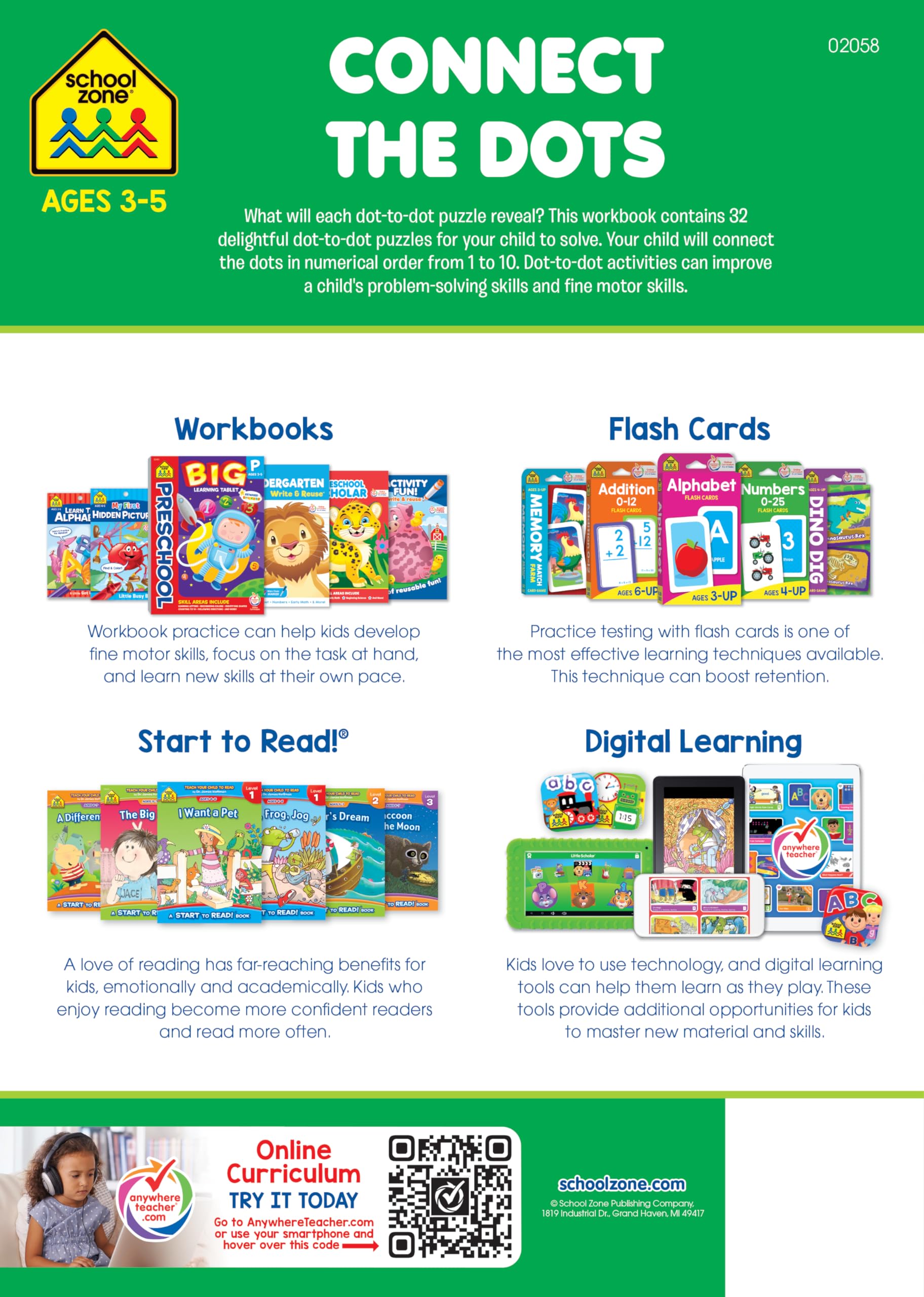 Mua School Zone - Connect the Dots Workbook - 32 Pages, Ages 3 to 5 ...