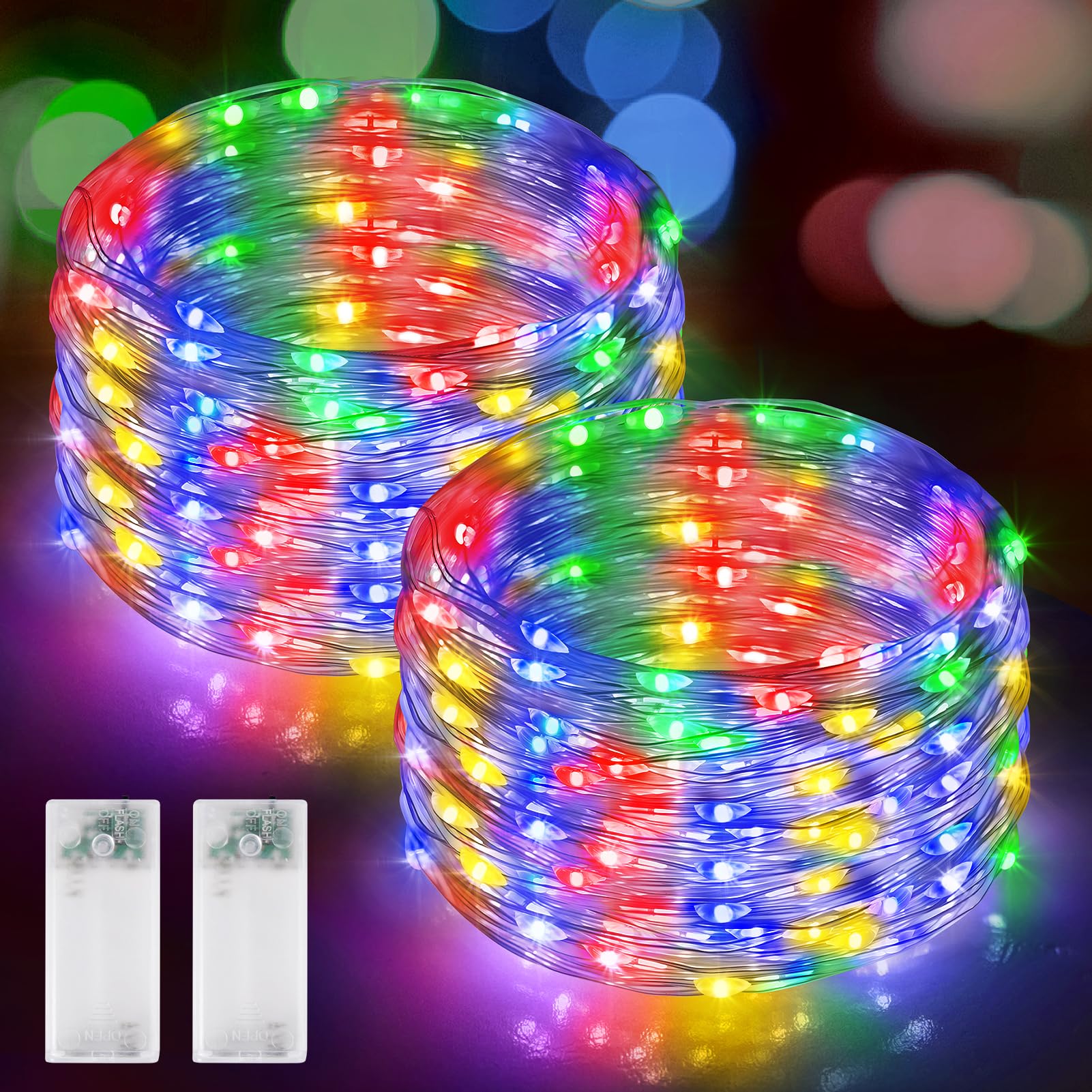 Heceltt 2 Pack Fairy Lights Battery Operated String Lights, Total 46FT ...