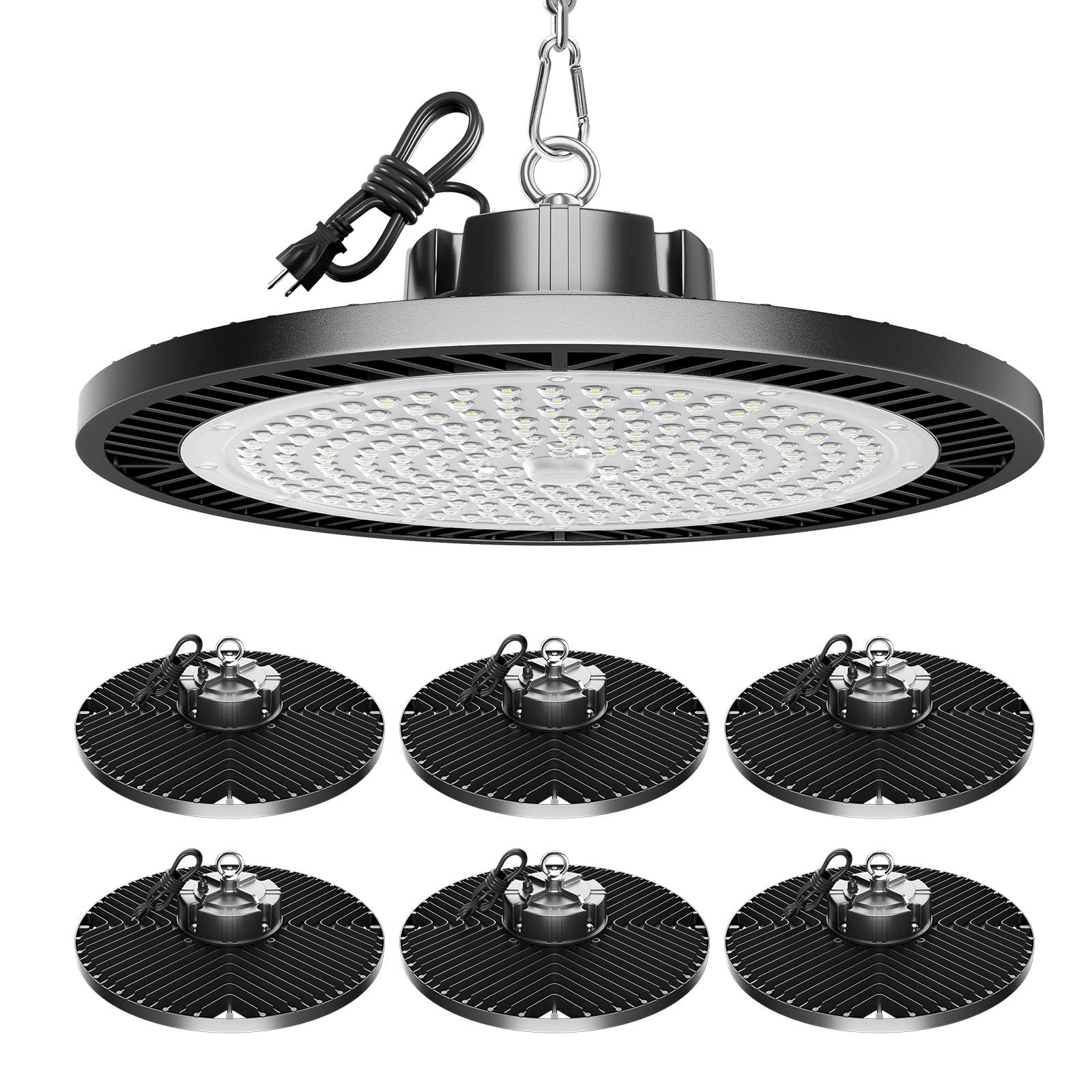 Upgrade 350w Led Shop Lights, 6 pack Super Bright 52500lm 5000k Ufo Led High Bay Light, High Bay ...