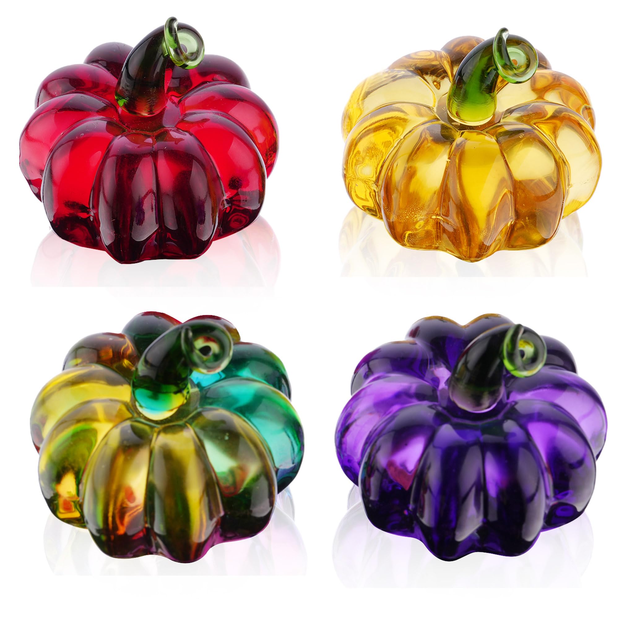 vskikris 4pcs Blown Glass Pumpkin Figurines - Table Decor for Fall ...