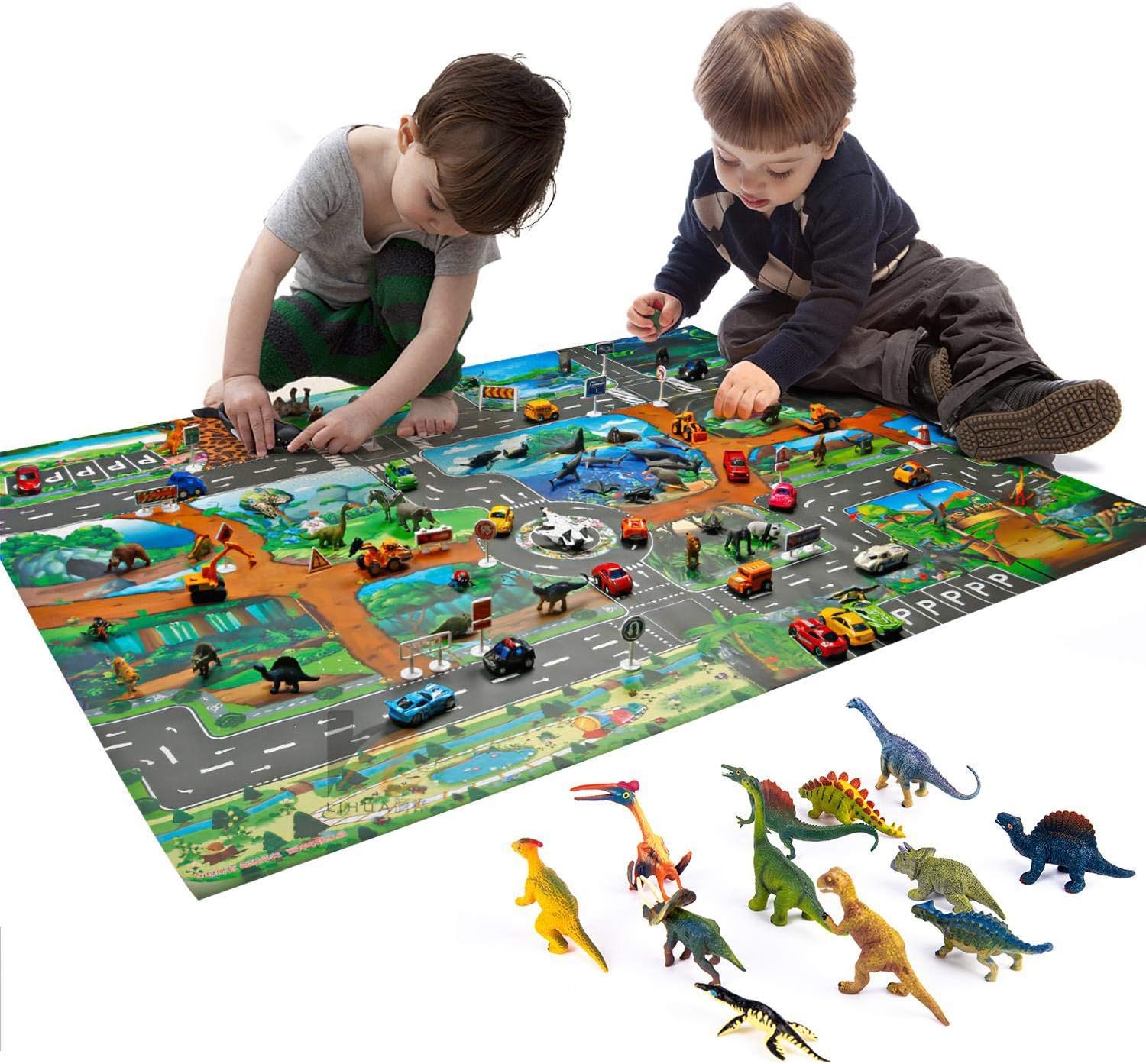GLCS GLAUCUS Kids Playmat Dinosaur Playset Plastic Play Mat Dino World ...