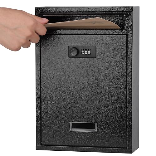 KYODOLED Locking Wall Mount Mailbox, Mail Boxes with Combination Lock ...